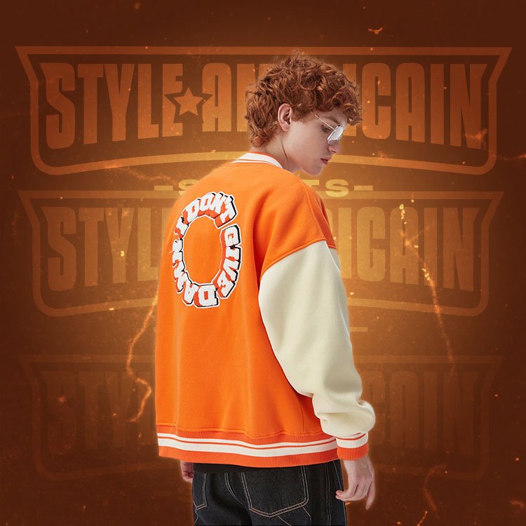 Veste Universitaire Orange | Style Américain